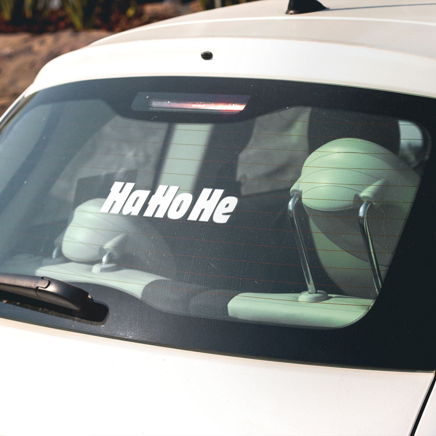 Ha Ho He Heckscheibenaufkleber Folienplot weiß | Sticker-Depot.de